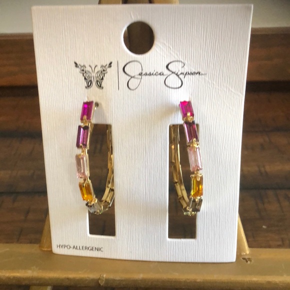Jessica Simpson | Jewelry | Jessica Simpson Gold Multicolor Hoop ...